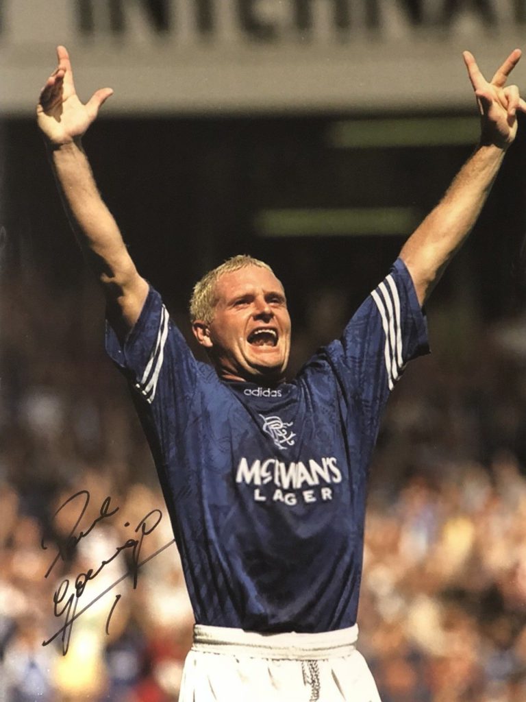 Paul Gascoigne Signed Rangers Canvas 30x20 | Gold Star Memorabilia